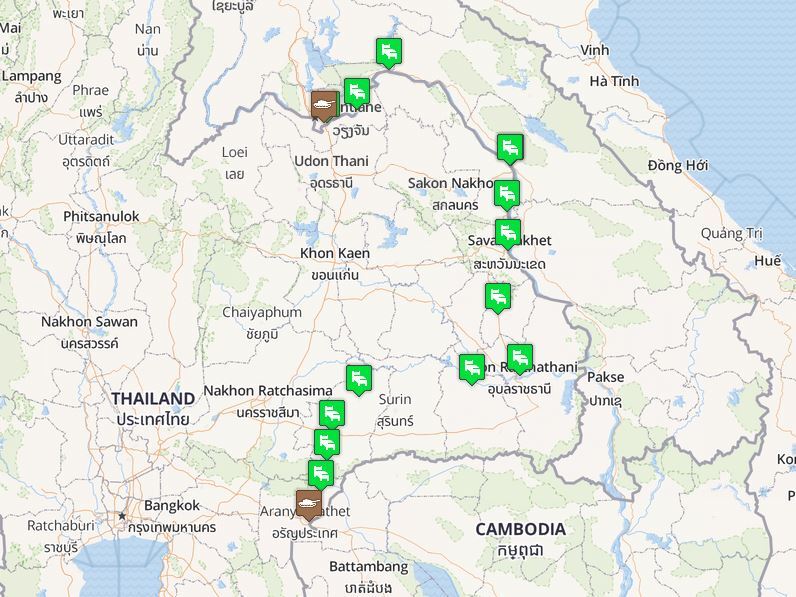Map of second leg in Thailand - A Loop around Southeast Asia - CycleBlaze